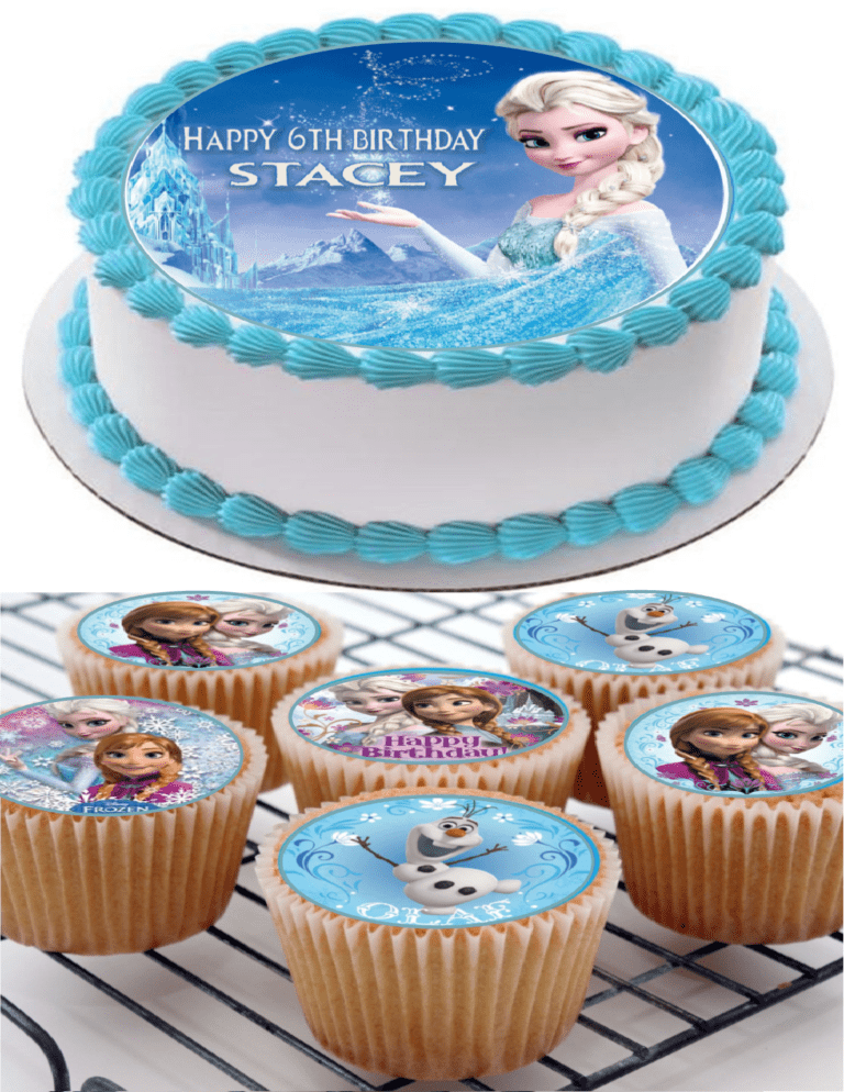 Disney Frozen Icing Birthday Cake Topper & 8 Cupcake Toppers