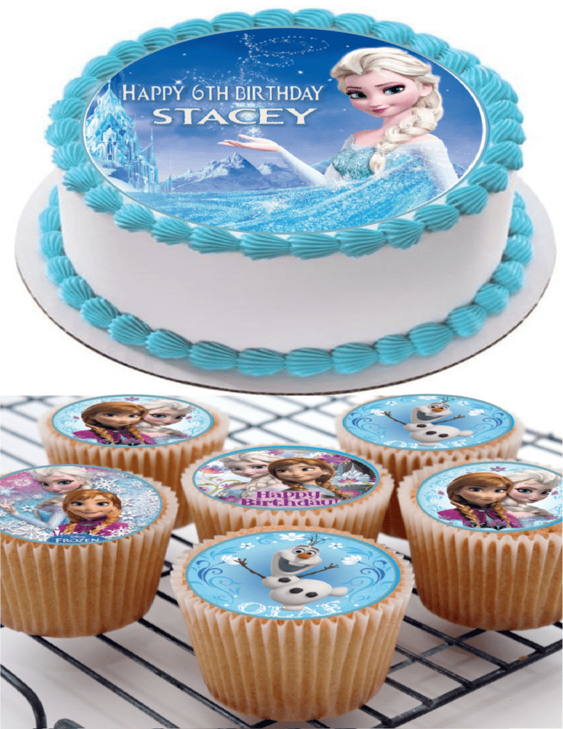 Disney Frozen Icing Birthday Cake Topper & 8 Cupcake Toppers