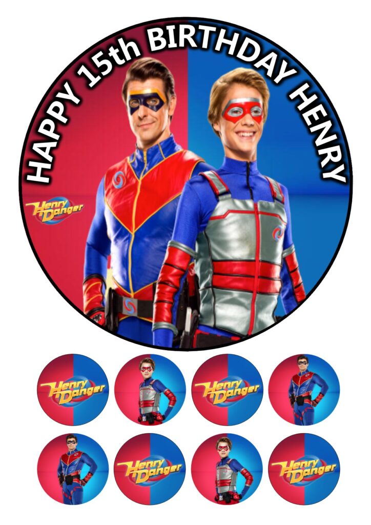 Henry Danger Icing Birthday Cake Topper & 8 Cupcake Toppers