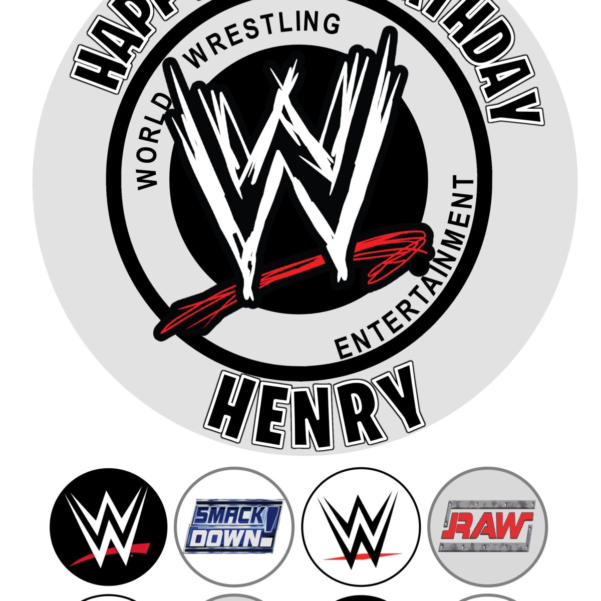WWE Icing Birthday Cake Topper & 8x Cupcake Toppers