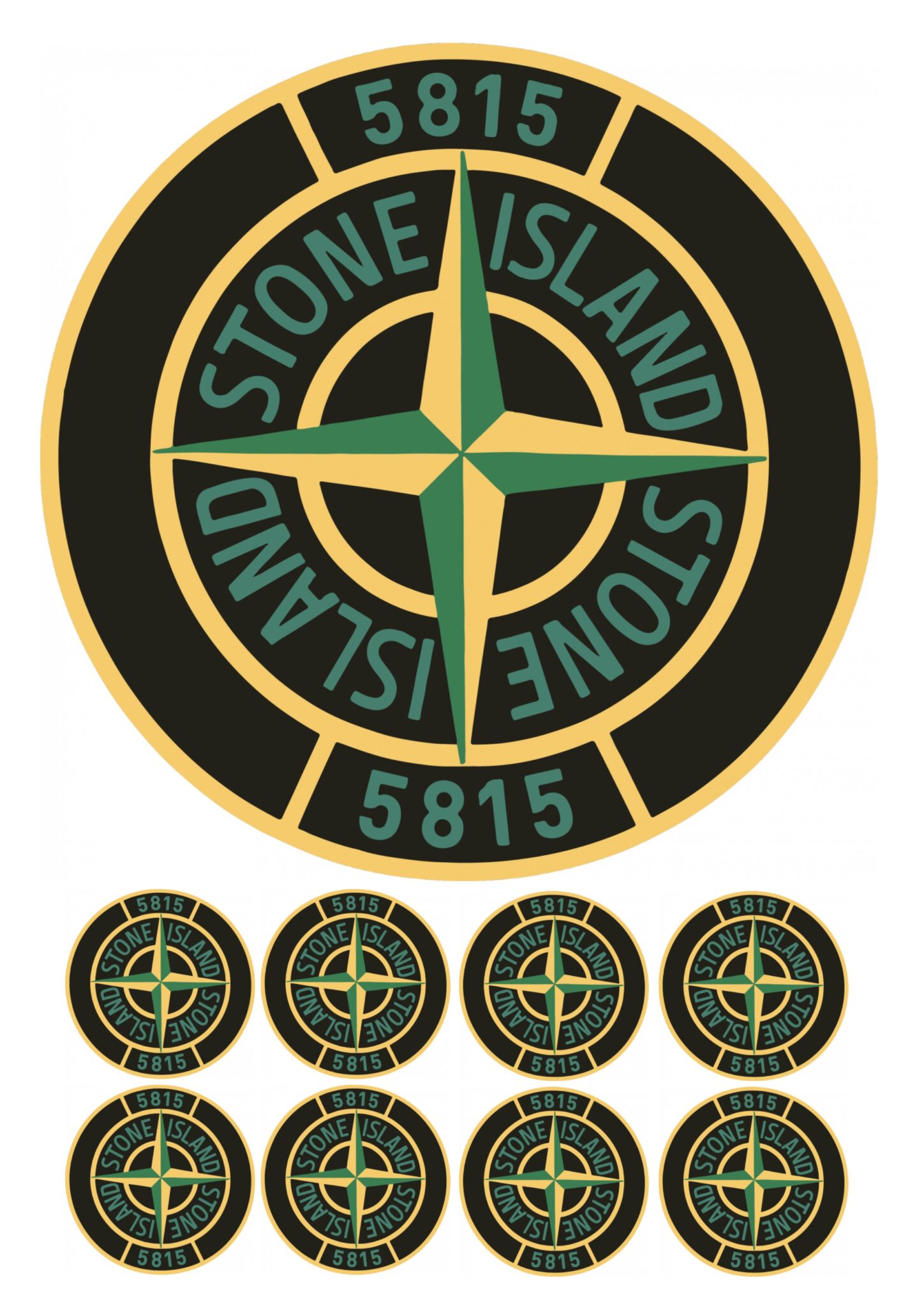 Stone Island Icing Birthday Cake Topper & 8 Cupcake Toppers