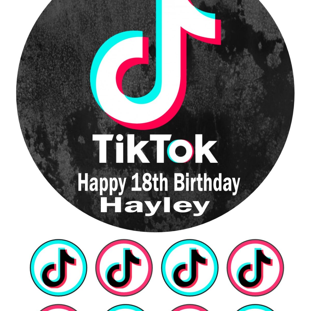 TIKTOK Icing Birthday Cake Topper & 8 Cupcake Toppers
