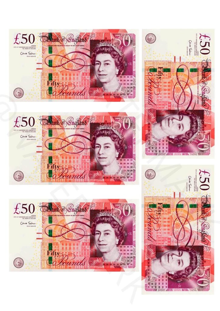 £50 Notes Icing Sheet for Cake Decoration