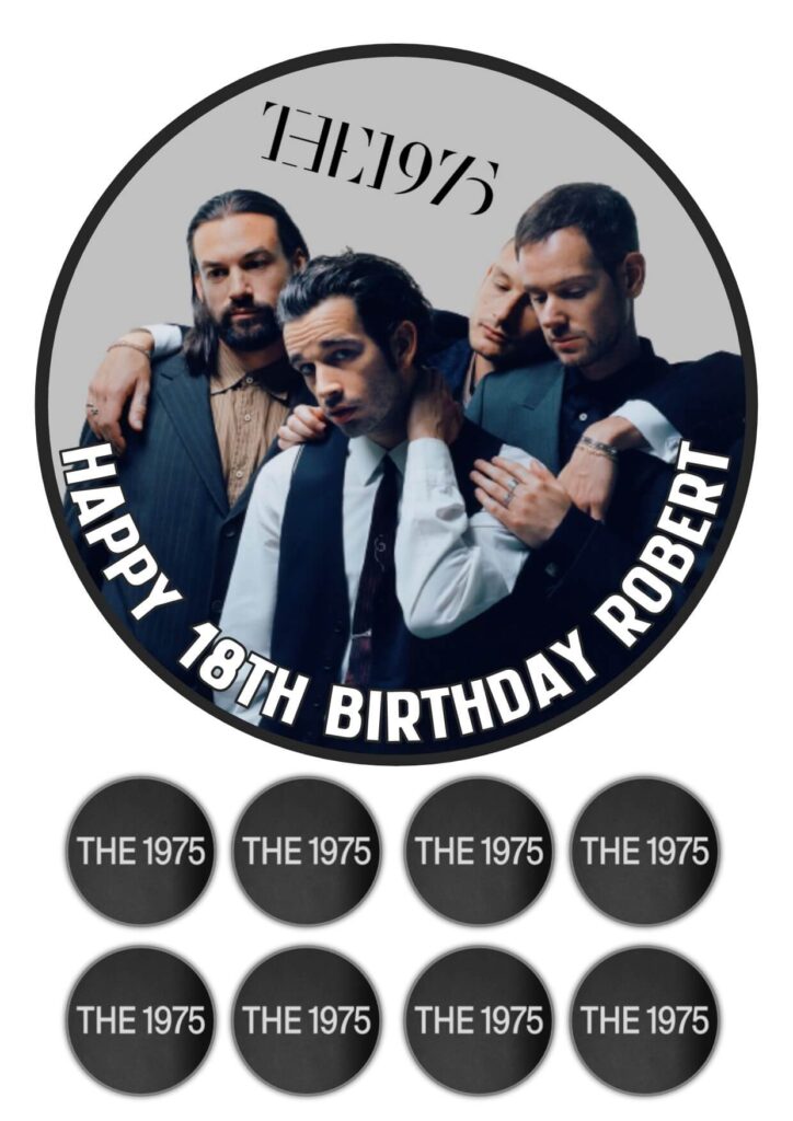 The 1975 Icing Birthday Cake Topper & 8 Cupcake Toppers
