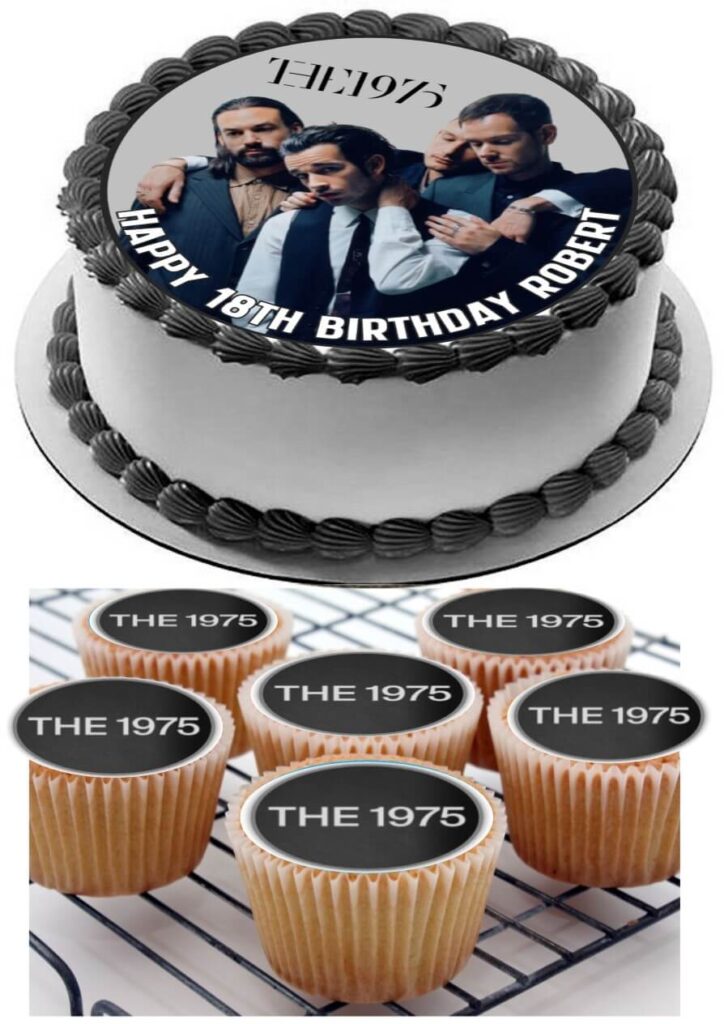 The 1975 Icing Birthday Cake Topper & 8 Cupcake Toppers