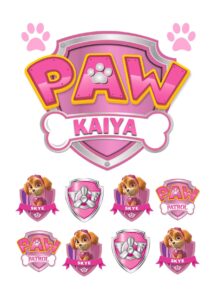 Paw Patrol Pink Logo On Icing Sheet Cake Topper