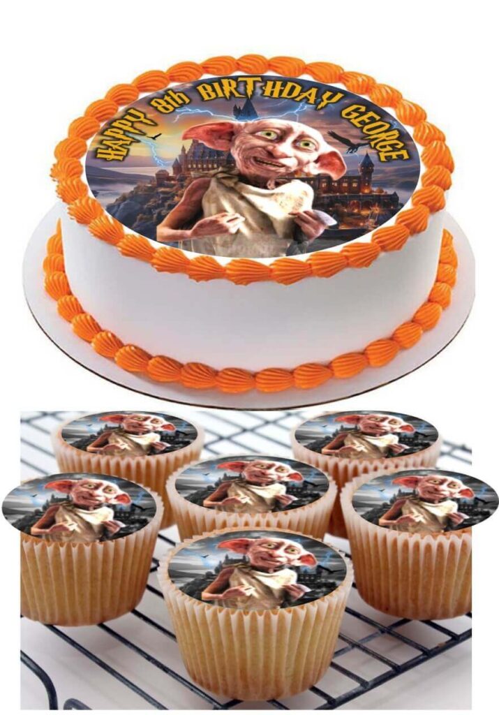 Dobby (Harry Potter) Icing Birthday Cake Topper & 8 Cupcake Toppers