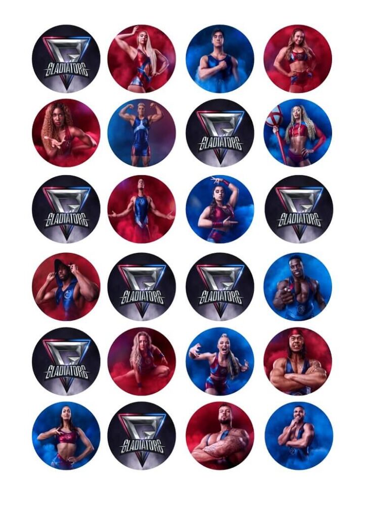 24x Gladiators UK TV Show Icing Cupcake Toppers