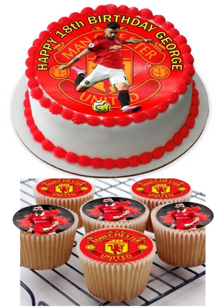 Bruno Fernandes (Manchester United) Icing Birthday Cake Topper & 8 ...