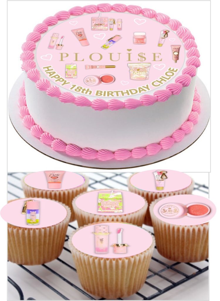 P.Louise Icing Birthday Cake Topper & 8 Cupcake Toppers